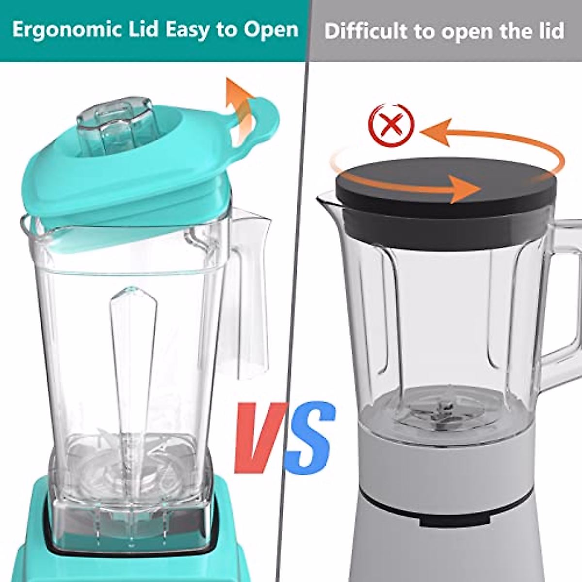 OMMO Blender 1800PW, Professional High Speed Countertop Blender with Durable Stainless Steel Blades, 60oz BPA Free Blender for Shakes and Smoothies, Nuts, Ice and Fruits, Dishwasher Safe (Blue)