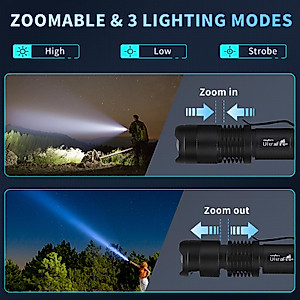 ULTRAFIRE 5 Pack SK68 Tactical and Small Flashlights,7w 3-Mode Pocket Torch Adjustable Focus Zoom Light Lamp