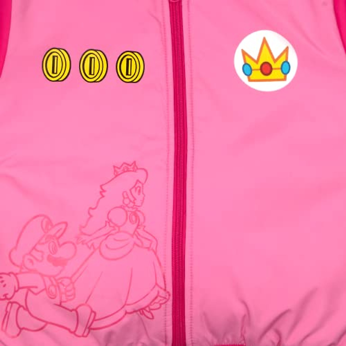 Nintendo Super Mario Bomber Jacket for Girls, Mario and Luigi Bomber Jacket (Peach Pink, Size 4/5)