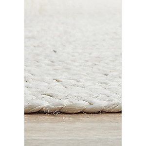 The Knitted Co. 100% Jute Area Rug 9x12 Feet Approx- Braided Design Hand Woven Dyed Off-White Natural Fibers Carpet - Home Decor for Living Room Hallways (9' x 12', Off-White)