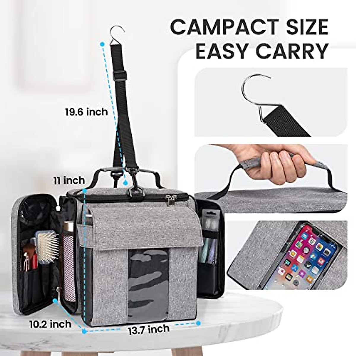 Aleemin Large Capacity Shower Caddy Tote Bag,Portable Shower Caddy for College Dorm Travel,Gym, Camp,Separate Compartment, Large Capacity,Hanging Travel Toiletry Bag for Men,Women,Student