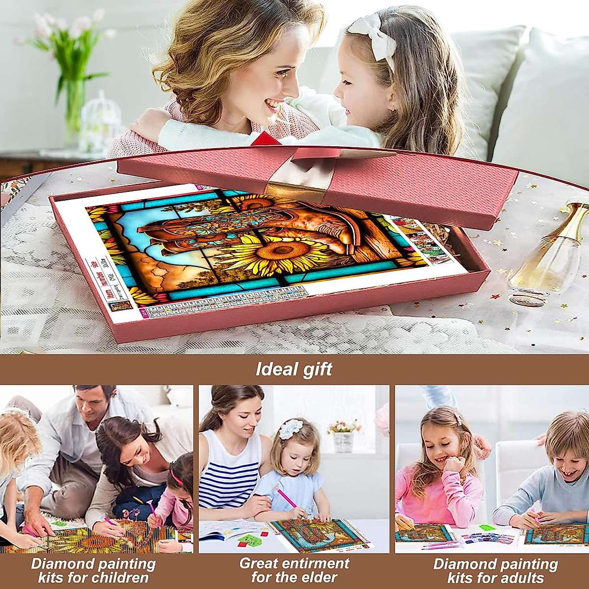 Stalente Diamond Painting Kits for Adults, 5D DIY Diamond Art Kits for Beginners Round Full Drill Diamond Painting for Home Wall Decoration Gift 12×12inch, Sunflower Boots