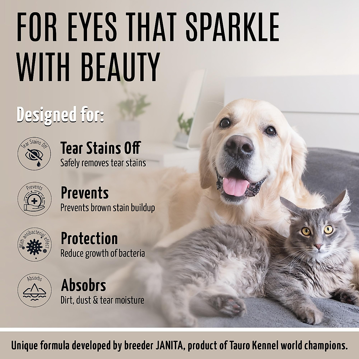 Tauro ProLine Pure Nature Stainless Look Clay Shield Mask Tear Stain Remover and Eye Cleaner, Grooming Product Ideal for All Dogs and Cats Eyes, Ears, Mouth Area Suitible for Home or Professional Use
