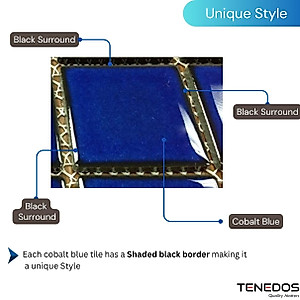 Tenedos Premium Quality 2" Cobalt Blue Square Pattern Porcelain Mosaic Tile (Not Peel and Stick Tile) for Kitchen Backsplash, Pool Tile, Bathroom Wall, Accent Wall((1 Sheet))