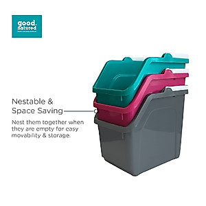 good natured Stackable Recycle Bin with Handle - 6 Gallon / 25 Liter - Kitchen, Home & Indoor Use - Compact & Small Recycling Bins 3 Pack