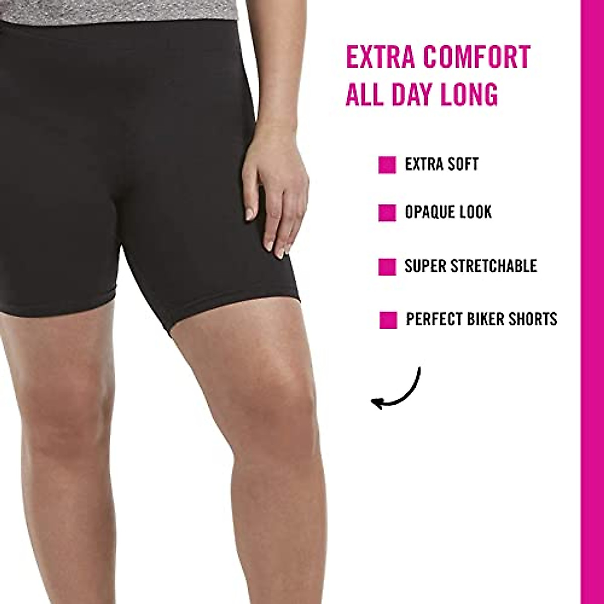 Hue Women's High Waist Blackout Cotton Bike Shorts, Assorted Hosiery, Black, Large US