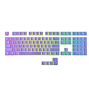 Ranked Pudding PBT Keycaps | 112 Double Shot Translucent ANSI US & ISO Layout | OEM Profile for RGB Mechanical Gaming Keyboard (Lavender)