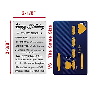 MOQIYXL Niece Birthday Card, Happy Birthday Niece Gifts Ideas, Small Engraved Wallet Card
