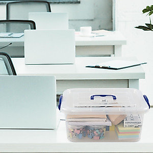 Asking 8 L Clear Storage Latch Box with Handle, 2-Pack Plastic Storage Boxes