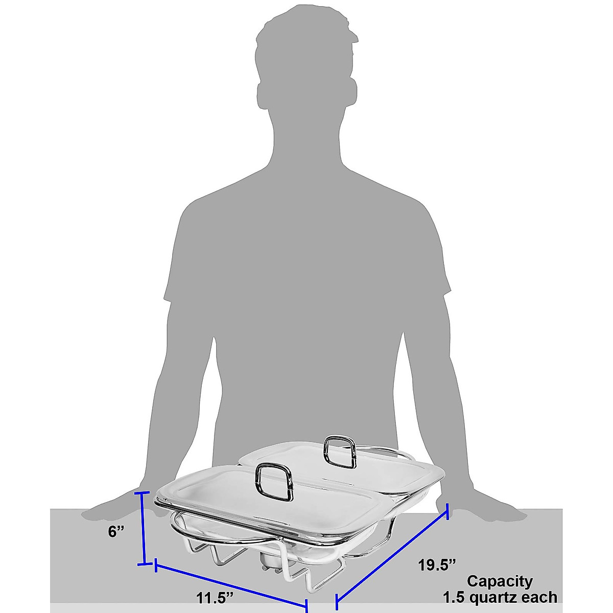 Galashield Chafing Dish Buffet Set Warming Tray with Lids Stainless Steel with 2 Oven Safe Glass Dishes Buffet Servers (1.5-Quart Each Tray)