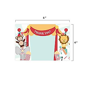 Desert Cactus Circus Carnival Thank You Cards (25 Count) With Envelopes Bulk Birthday Party Bridal Blank Graduation Kids Children Boy Girl Baby Shower (25ct)