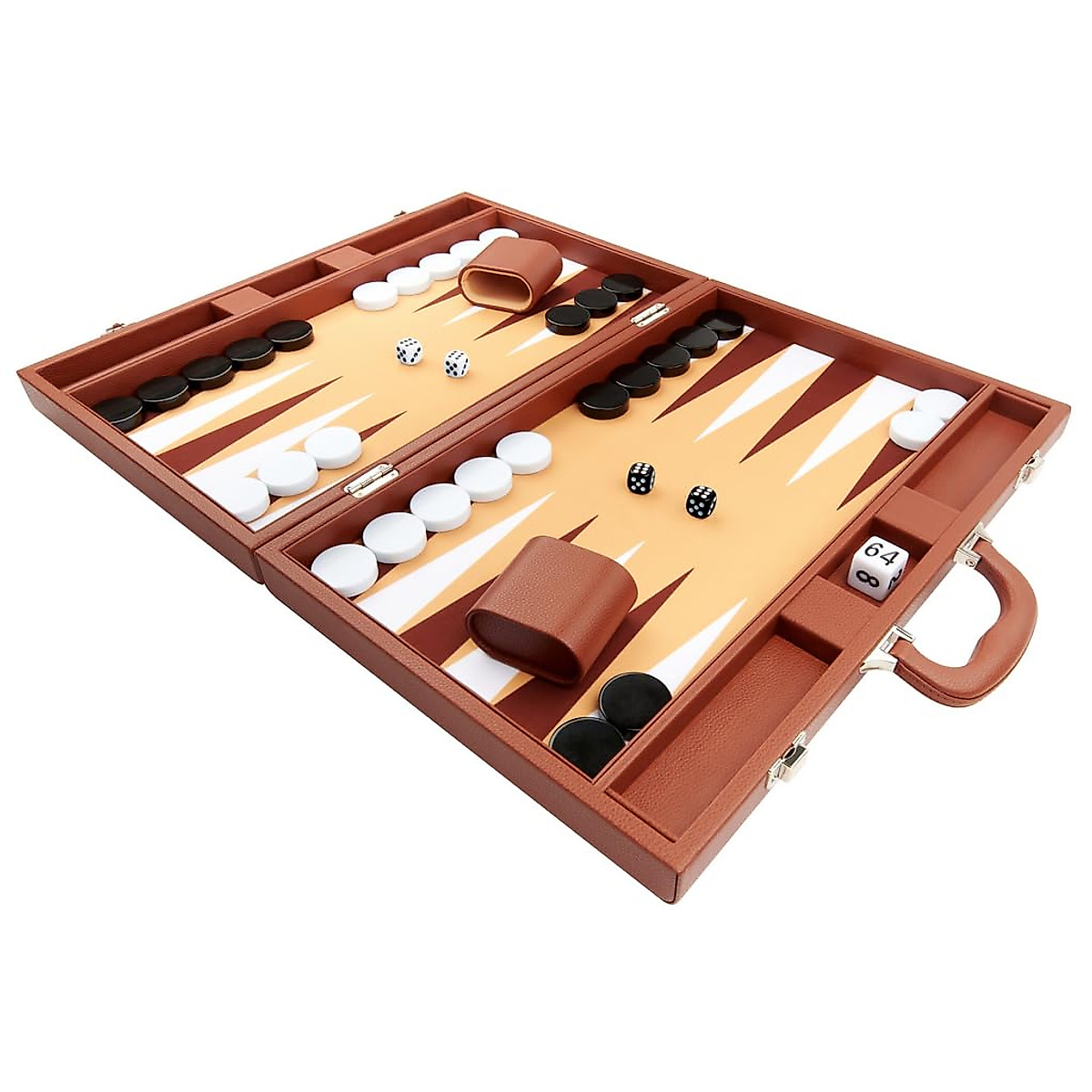 Silverman & Co. 19-inch Premium Backgammon Set - Desert Brown Board