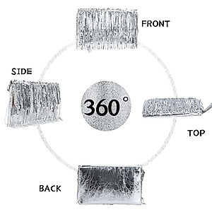 KUANG! Women Sparkling Glitter Evening Clutch Handbag Clutch Bag Sequin Tassels Purse Handbags for Party