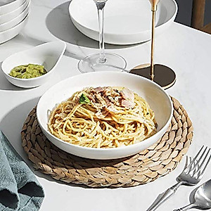 Sweejar Ceramic Pasta Bowls Set, 23 OZ for Salad, Soup, Cereal, Set of 6 (White)