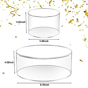 MOJIEZUO Clear Acrylic Cake Stand,Fillable Cake Riser Cake Tier,Round Cake Display Riser,Decorative Display Box with Lid for Wedding Birthday Party