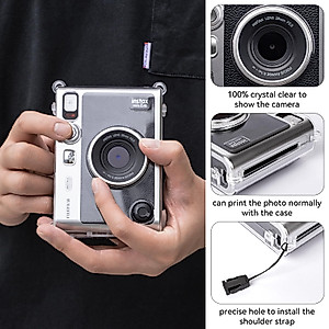 MUZIRI KINOKOO Clear EVO Case for Fujifilm Instax Mini EVO/Polaroid Mini EVO Camera - Hard PVC Fuji Mini EVO Carrying Protective Case with Shoulder Strap -Transparent