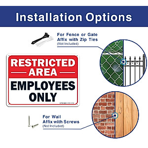 (2 pack) Faittoo Restricted Area Employees Only Sign, 10 x 7 Inches .40 Rust Free Aluminum, UV Protected, Weather Resistant, Waterproof, Durable Ink，Easy to Mount