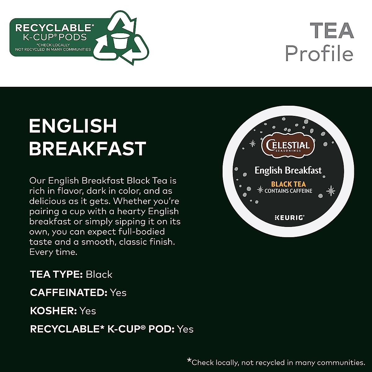 Celestial Seasonings® English Breakfast Tea Single-Serve K-Cup®, Carton Of 96