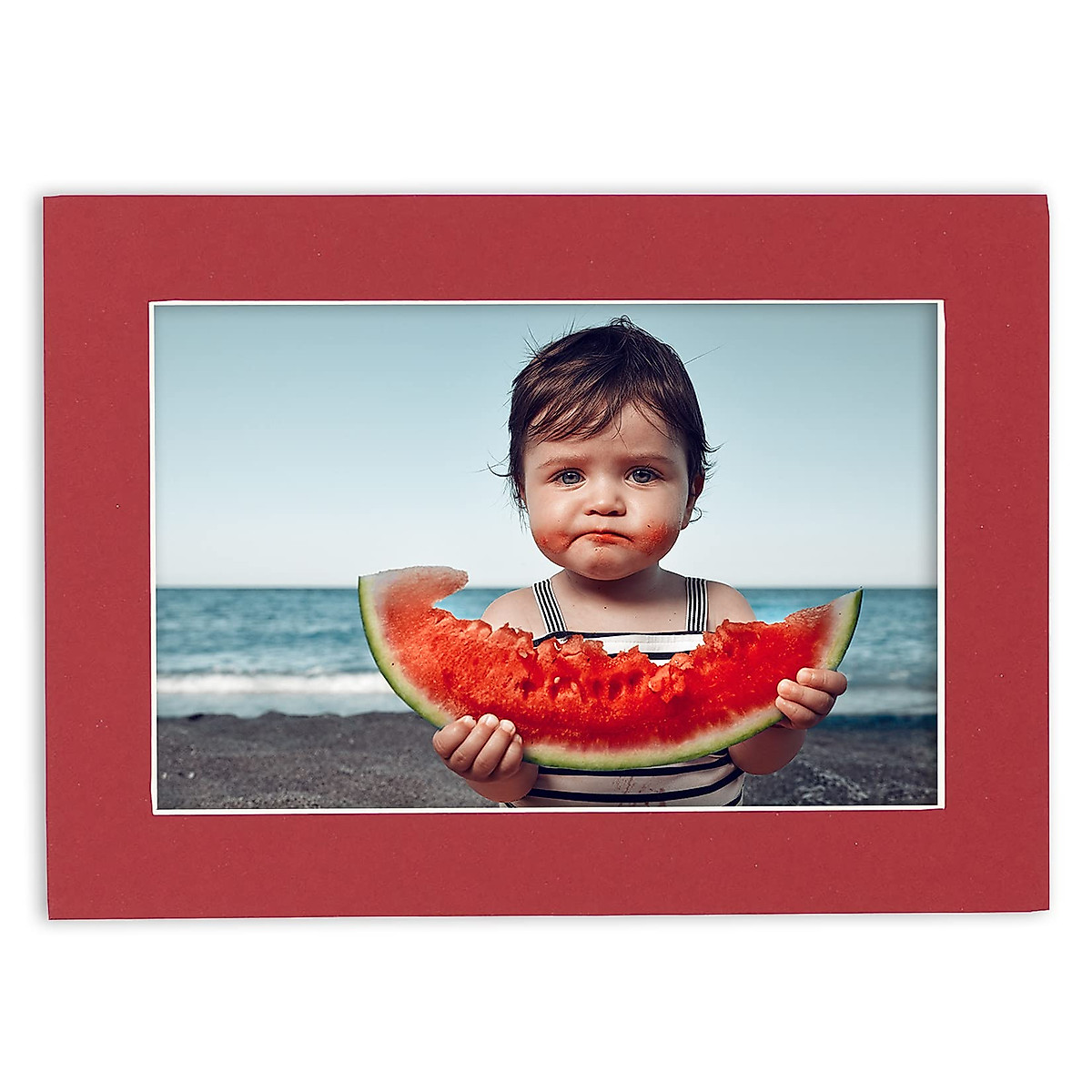 11x14 Mat for 8.5x11 Photo - Precut Deep Red Picture Matboard for Frames Measuring 11 x 14 Inches - Bevel Cut Matte to Display Art 8.5 x 11 Inches - Acid Free ONE MAT with Backing Board & Clear Bag