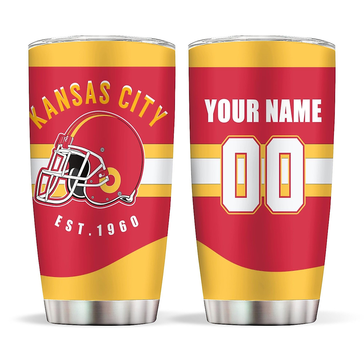 Custom Kansas City Tumbler 20oz Stainless Steel with Lid & Straw Personalized Football Fans Gifts for Women Men Coffee Travel Insulated Mug Cup Add Name Number