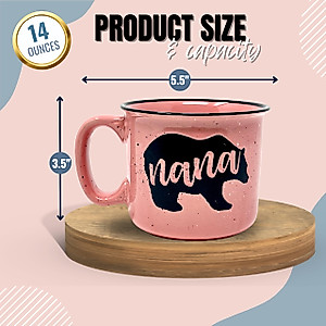 Nana Bear Cute Coffee Mug - Grandma Gifts, Mother's Day, Christmas, Birthday (Coral)