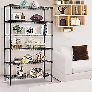 Dkelincs 6-Tier Wire Shelving Metal Utility Steel Storage Shelves for Garage Kitchen Living Room 42" L x 16" W x 72" H Shelf Unit Organizer Rack, Black