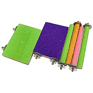 Hamiledyi 6 PCS Bird Perch Stand Toy Wood Parrot Paw Grinding Stick Perch Stand Platform Parakeet Cage Accessories Exercise Toys for Budgies Cockatiel Conure