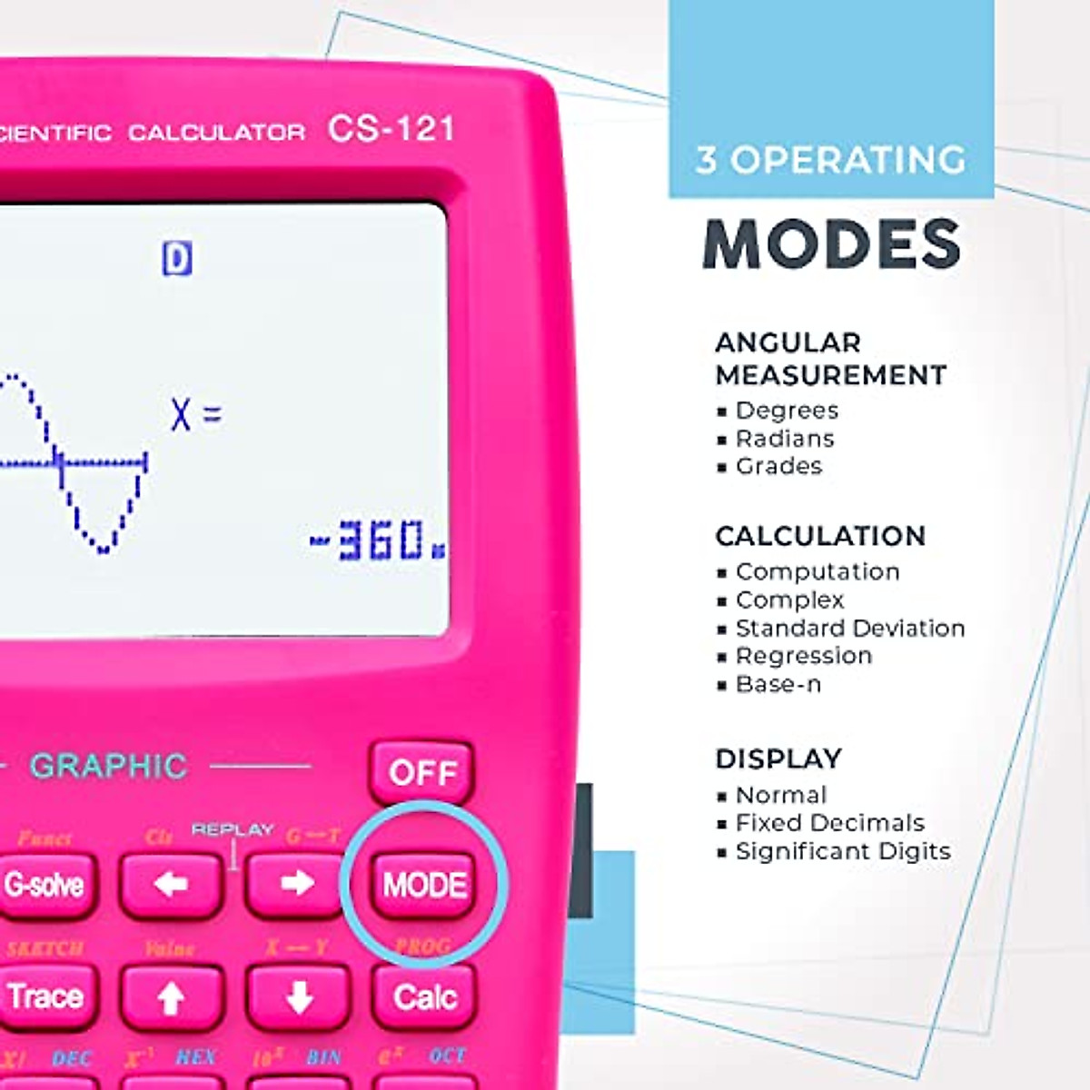 Scientific Calculator with Graphic Functions - Multiple Modes with Intuitive Interface - Perfect for Students of Beginner and Advanced Courses, High School or College