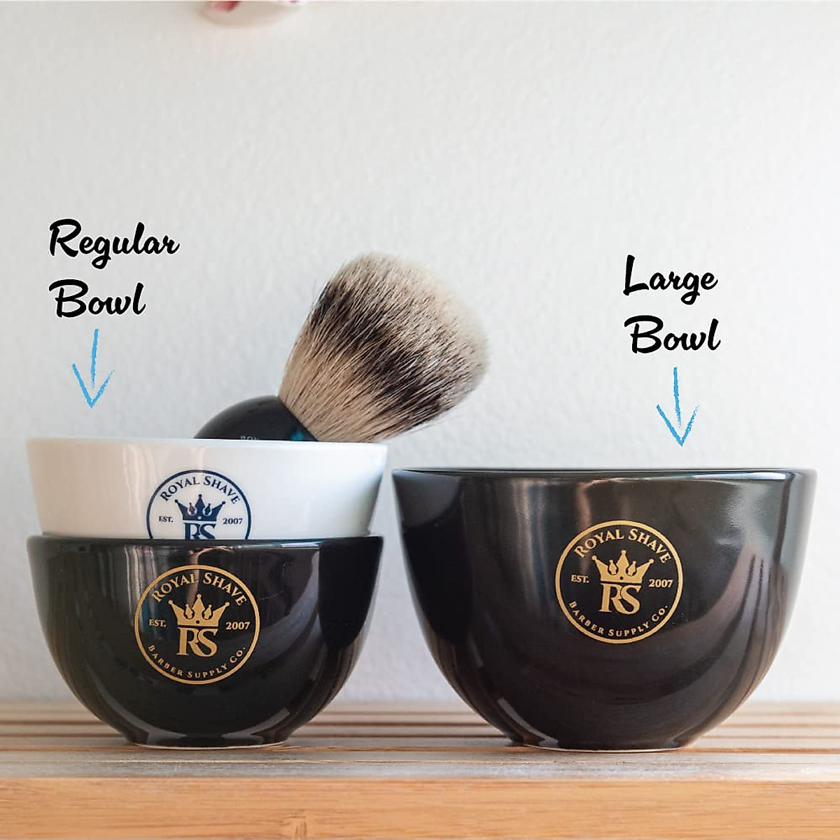 ROYAL SHAVE Ceramic Textured Shaving Bowl – Shave Soap & Shaving Cream Dish, Textured for Rich Lather (White)