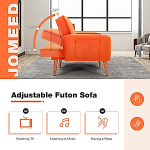 JOMEED 65" Velvet Loveseat Sofa,Modern Couch for Living Room,Futon Sofa Bed with Adjustable Backrest for Small Spaces,Dorm,Apartment