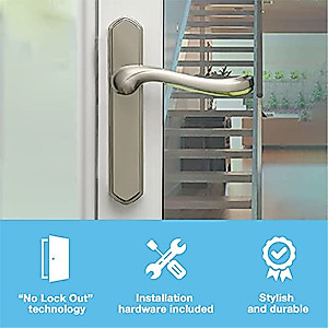 Wright Products - Castellan Surface Lever Mount Latch with Deadbolt for Screen and Storm Doors, Satin Nickel