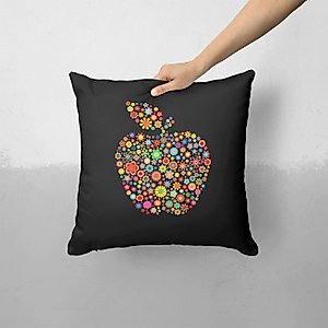 iiRov Apple Icon Floral Collage - Custom Decorative Home Decor Indoor or Outdoor Throw Pillow Cover Plus Cushion Set for Sofa, Bed or Couch (Pillow CASE Cover Plus Cushion)