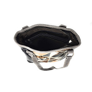 Concealed Carry Hobo Double Flat Strap Purse Southwest Cowhide & Matching Wallet (Black)