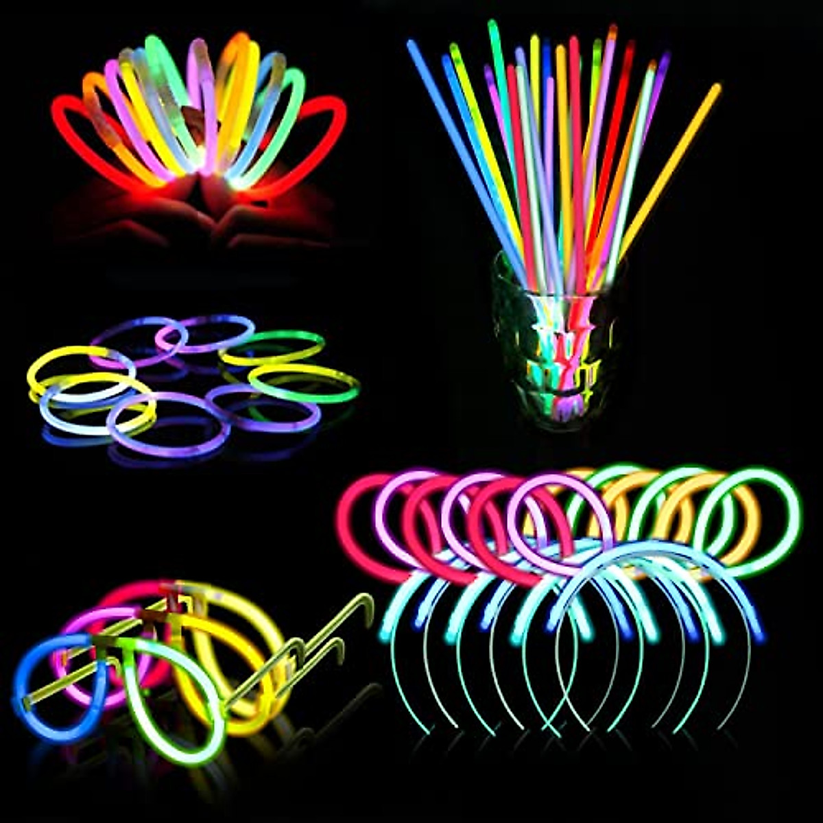 192 Pcs Glow in The Dark Party Supplies - Include Let's Glow Neon Party Backdrop, Neon Balloons, Tablecloth, Glow Sticks Party Pack, Glow Party Supplies Blacklight Neon Party Decorations