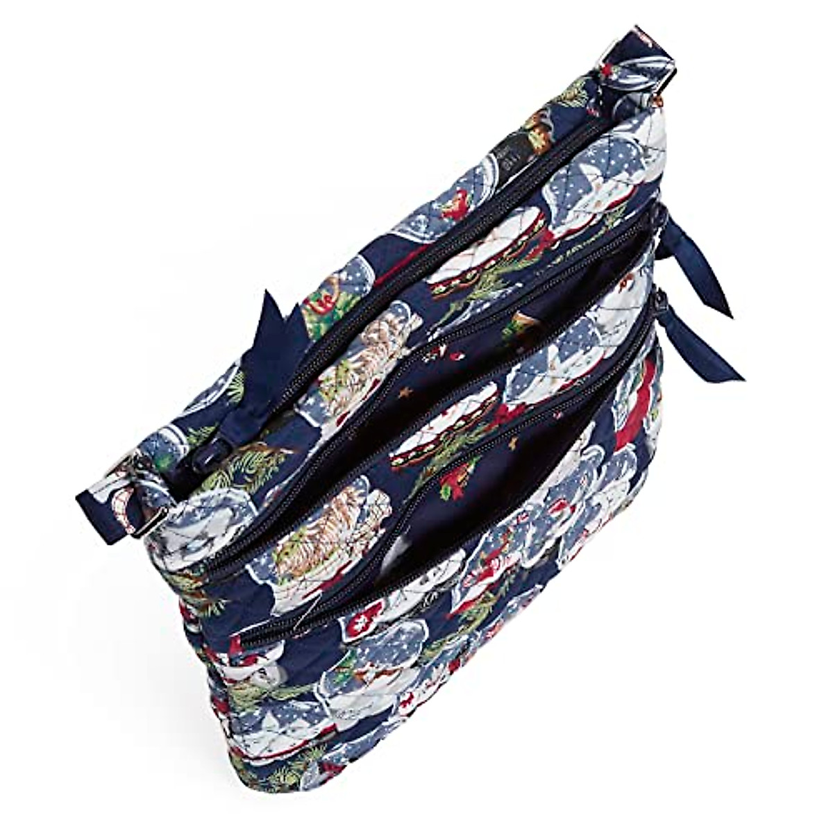Vera Bradley Women's Cotton Triple Zip Hipster Crossbody Purse, Snow Globes - Recycled Cotton, One Size