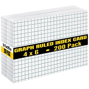 1InTheOffice Index Cards 4x6 Graph Ruled White, Quad Ruled Index cards 4x6 200/Pack