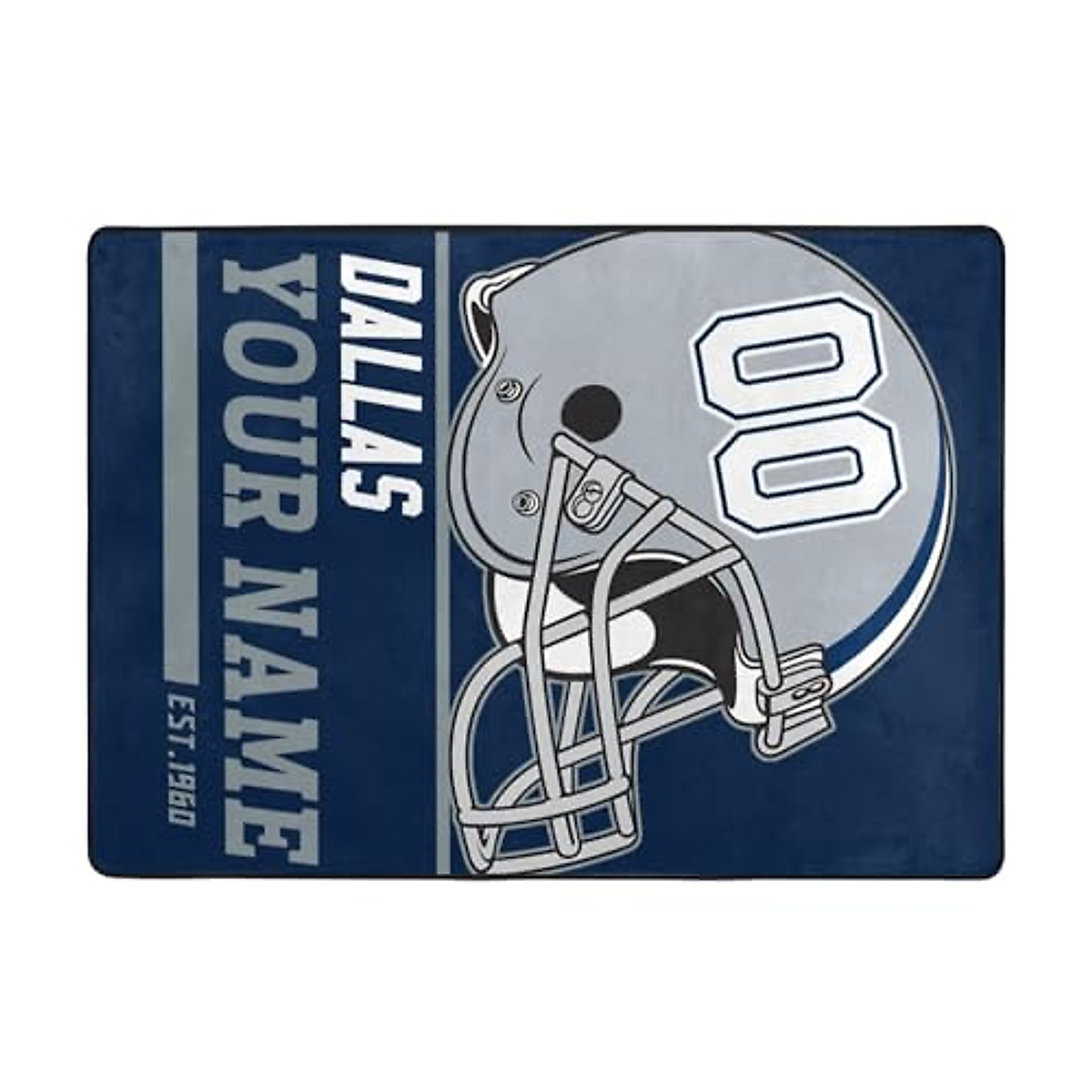 DFVHBC Dallas Custom Football Rug Add Any Name Number Personalized Welcome Decorative, Men Movement Rug