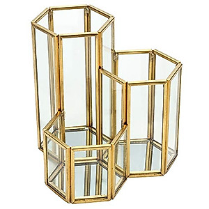 Makeup Brush Holder, with Non Slip Bottom Elegant Design Gold Glass Stationery Organizer, for Home Decor Desk Dresser for Office Decor
