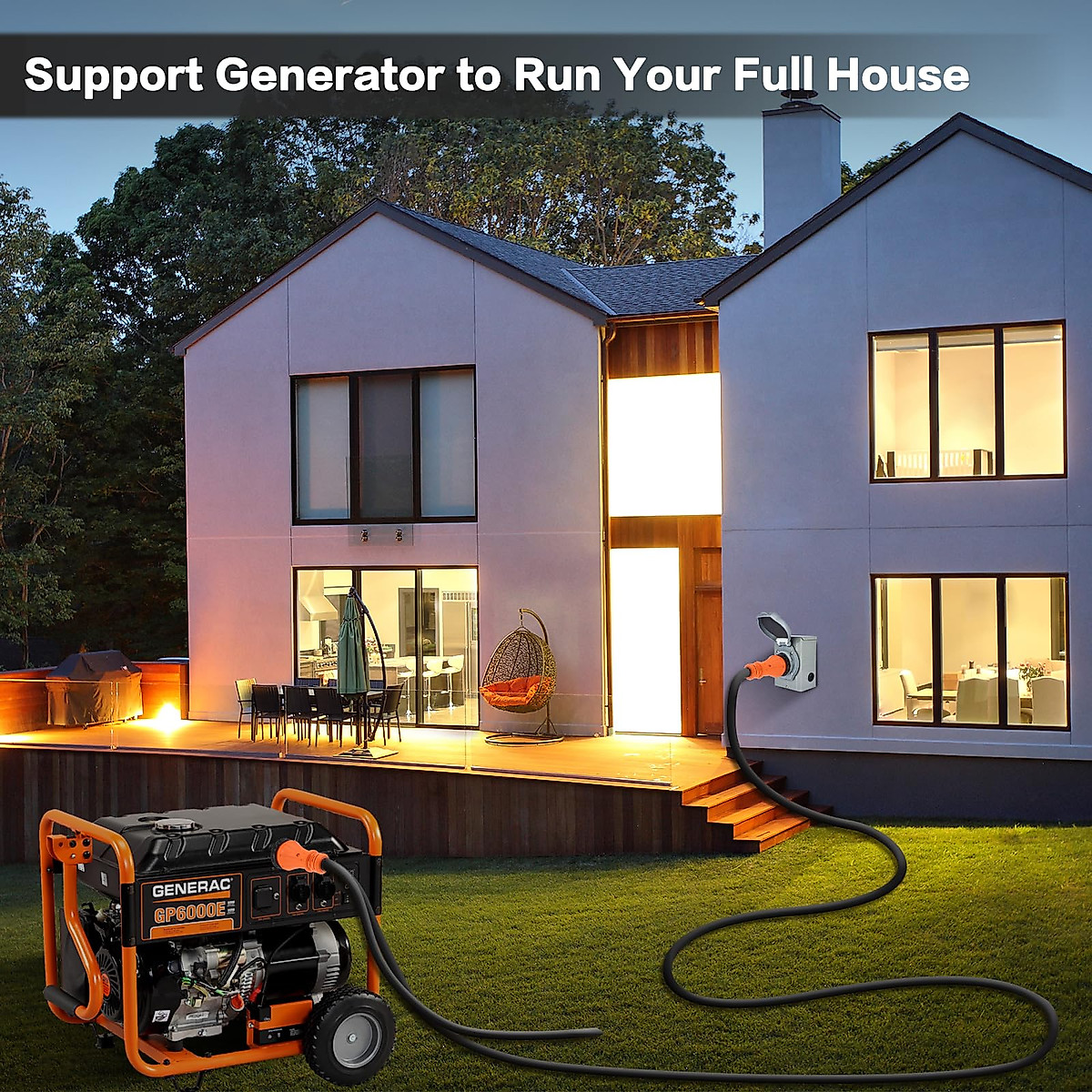 Finderomend 15 ft 50 Amp Generator Cord and Power Inlet Box Combo Kit,125/250 Volts,Generator Power Cord NEMA 14-50P to SS2-50R Extension Cord,for RV Truck Trailer Motorhome