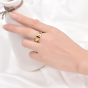 ANIEJUFI Stainless Steel Spinner Anxiety Ring Puppy Dog Paw Cat Footprints Rainbow Fidget Rings for Men Women Rose Gold Size 5