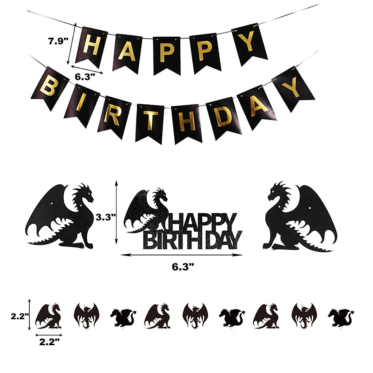 Dragon Birthday Party Decorations Dungeons and Dragons Theme Fantasy Party Supplies Including Dragon Cake Decoration and Toppers, Dragon Balloon Garland and Birthday Banner