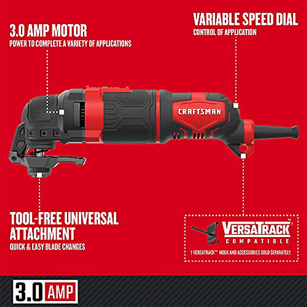 CRAFTSMAN Oscillating Tool Kit, 3-Amp, 14-Pieces, Corded (CMEW400)