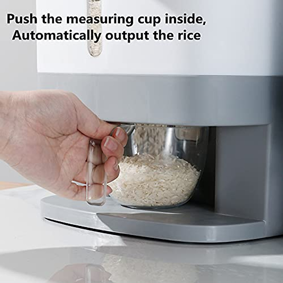 YYIJ Airtight Rice dispenser 22Lbs Rice Dry Food Storage Container,Cereal Container Bin,Measuring Cup Included, Gray, R1343G426335IC5Q
