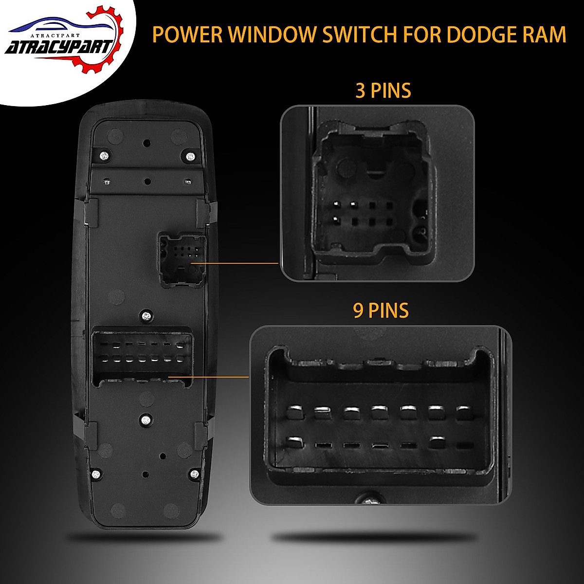 Master Power Window Switch | Compatible with 2009-2012 Dodge Ram 1500 2500 3500 | Replaces# 4602863AD, 4602533AB, 4602533AE, 901-473