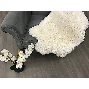 Sweet Home Flokati Collection Shag Abstract Area Rug, 2' x 3'3", Ivory