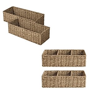 StorageWorks Hand-Woven Seagrass Wicker Baskets Set