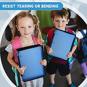 Teling 4 Pcs 1 Inch Blue Zipper Binder with 3 Ring Zipper Binder, Refillable Plastic Clear File Organizer Planner for Projects, Assignments, Memos, School Work, 13.2 x 10 Inch