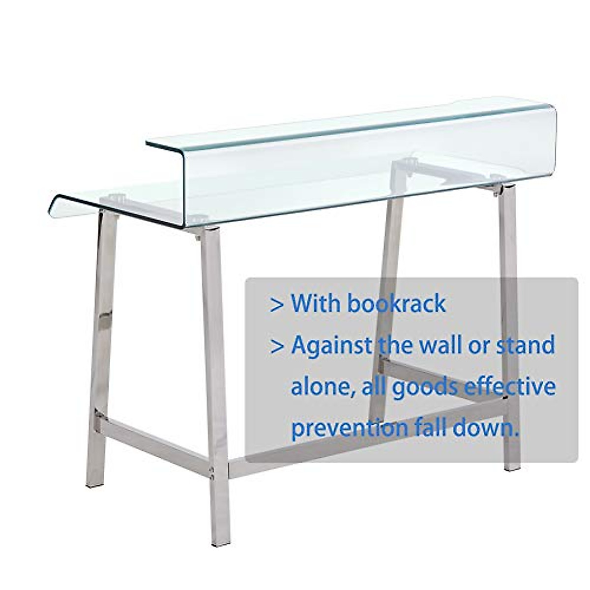 SMARTIK Modern Computer Desk Thicken Glass Desk for Small Spaces, Writing Desk Workstation Office Desk, Easy Assembly Writing Computer Desk for Home (S-Desk-002)