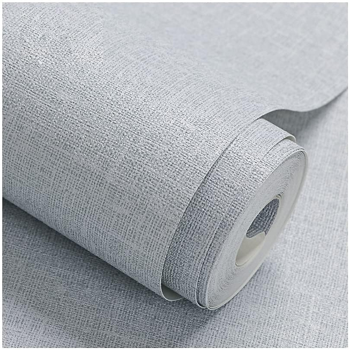 Fabric Peel and Stick Wallpaper Gray Faux Grasscloth Wallpaper Self-Adhesive 17.8” x 118” Linen Wallpaper Removable Wallpaper Embossed Textured Contact Paper Decoration Backsplash Countertop Liners