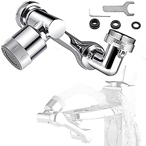 umogy Faucet Extender, Large Angle Rotating Splash Faucet Aerator, Universal 1080 Swivel Robotic Arm Swivel Extension Faucet Aerator, Faucet Extender for Sink with 2 Water Outlet Modes (2pcs)
